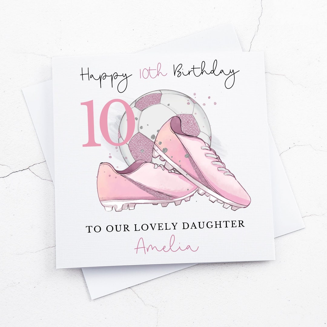 Personalised Girls Birthday Card Pink Football Soccer Boots - Etsy