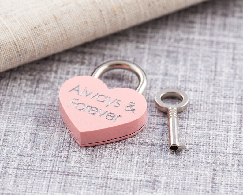 Personalized Heart Lock Pink Heart Padlock and Key - Etsy