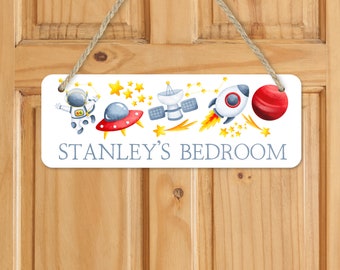 Personalised Wooden Door Signs for Your Home: Space Theme - Etsy UK