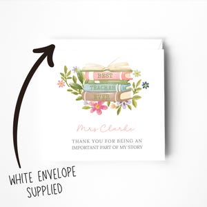 Personalised Card for Teacher, Thank You for Being Part of My Story ...