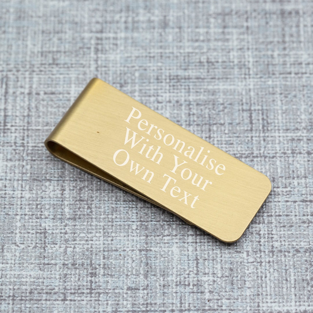 Personalised Engraved Money Clip, Gold Plated Steel, Groomsman Gift ...