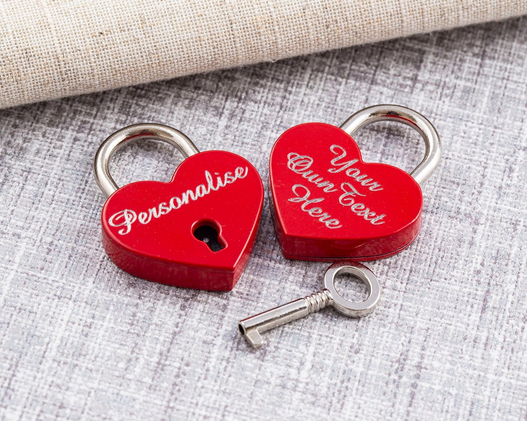 Personalized Heart Lock Red Heart Padlock and Key - Etsy