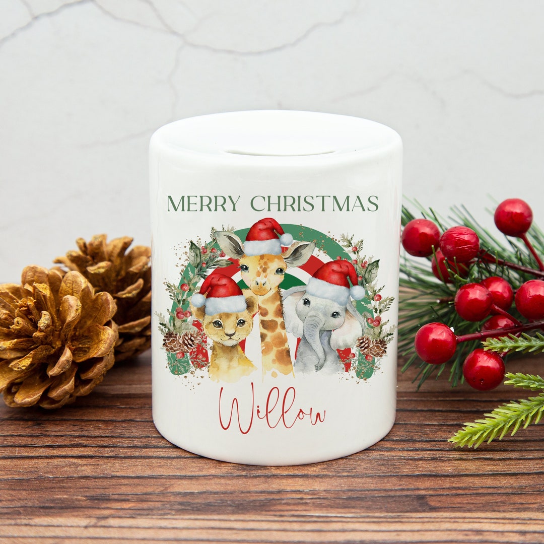 Personalised Christmas Safari Money Box Ceramic Coin Bank - Etsy