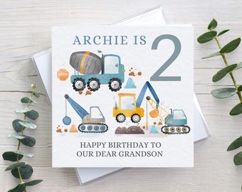 Any Age Number Construction Card, Digger, Birthday Boy, Builder, 1st ...