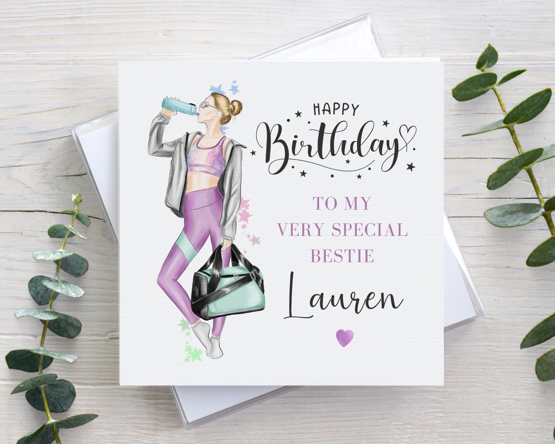 Personalised Birthday Card for Her, Fitness Gym Exercise Running ...
