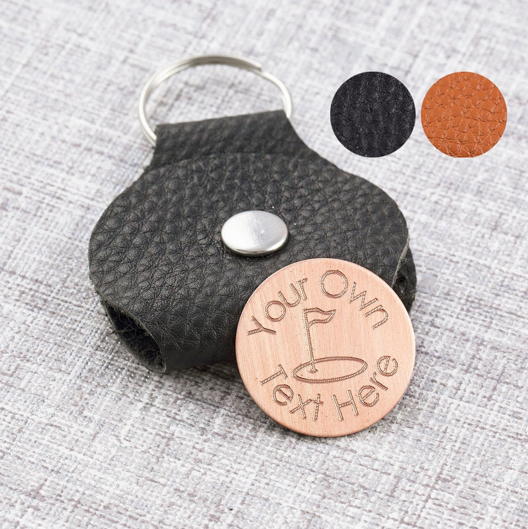 Personalized Copper Golf Ball Marker, Black or Tan Leather Case ...
