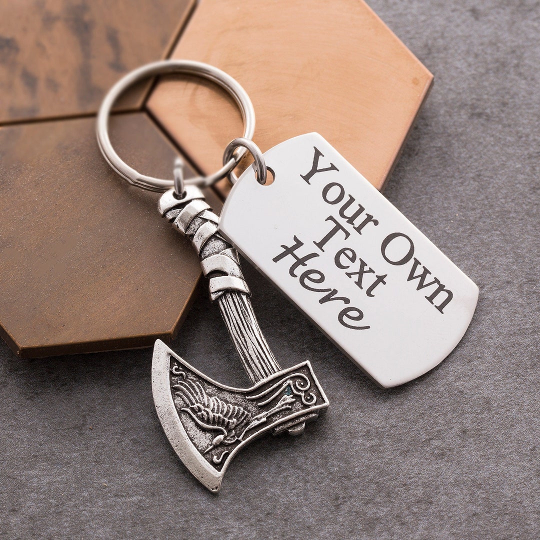 Personalised Viking Axe Keyring Engraved Steel Keychain Gift - Etsy