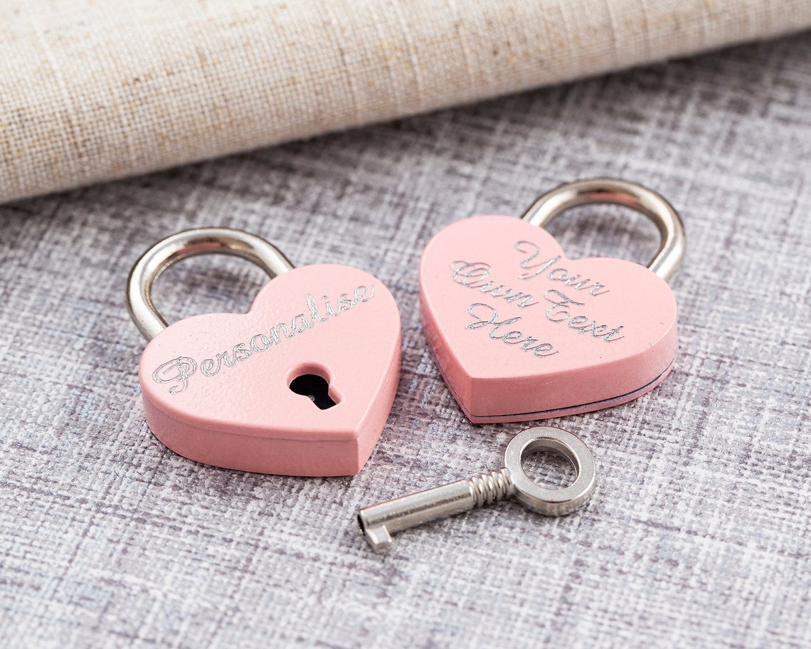 Personalized Heart Lock Pink Heart Padlock and Key - Etsy