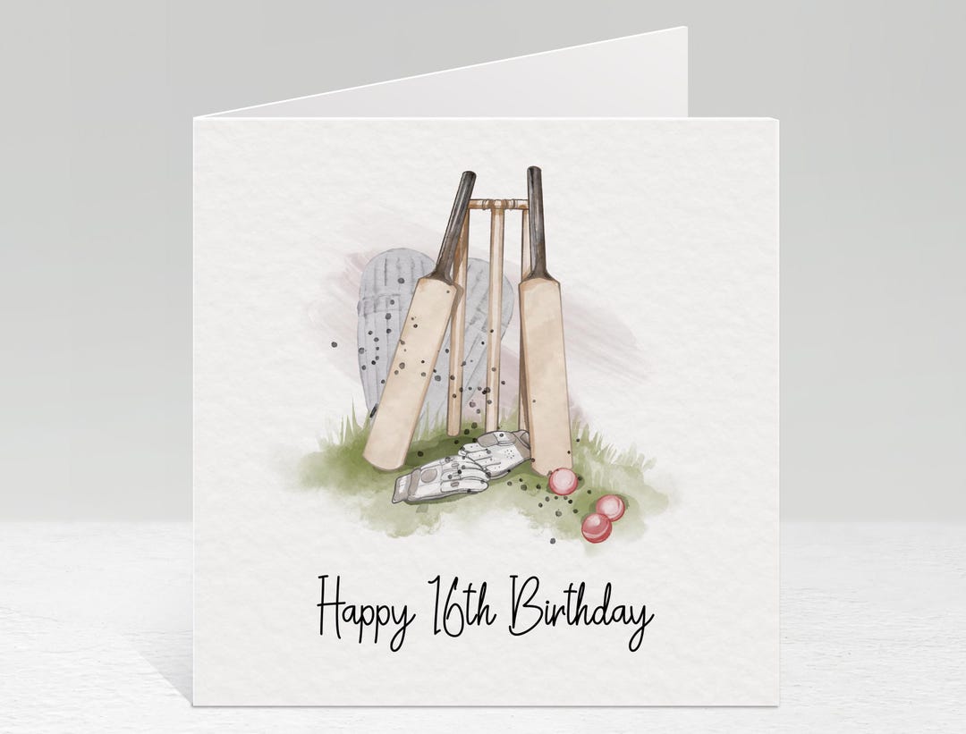 Personalised Cricket Birthday Card, Any Age 12th 13th 14th 15th 16th ...