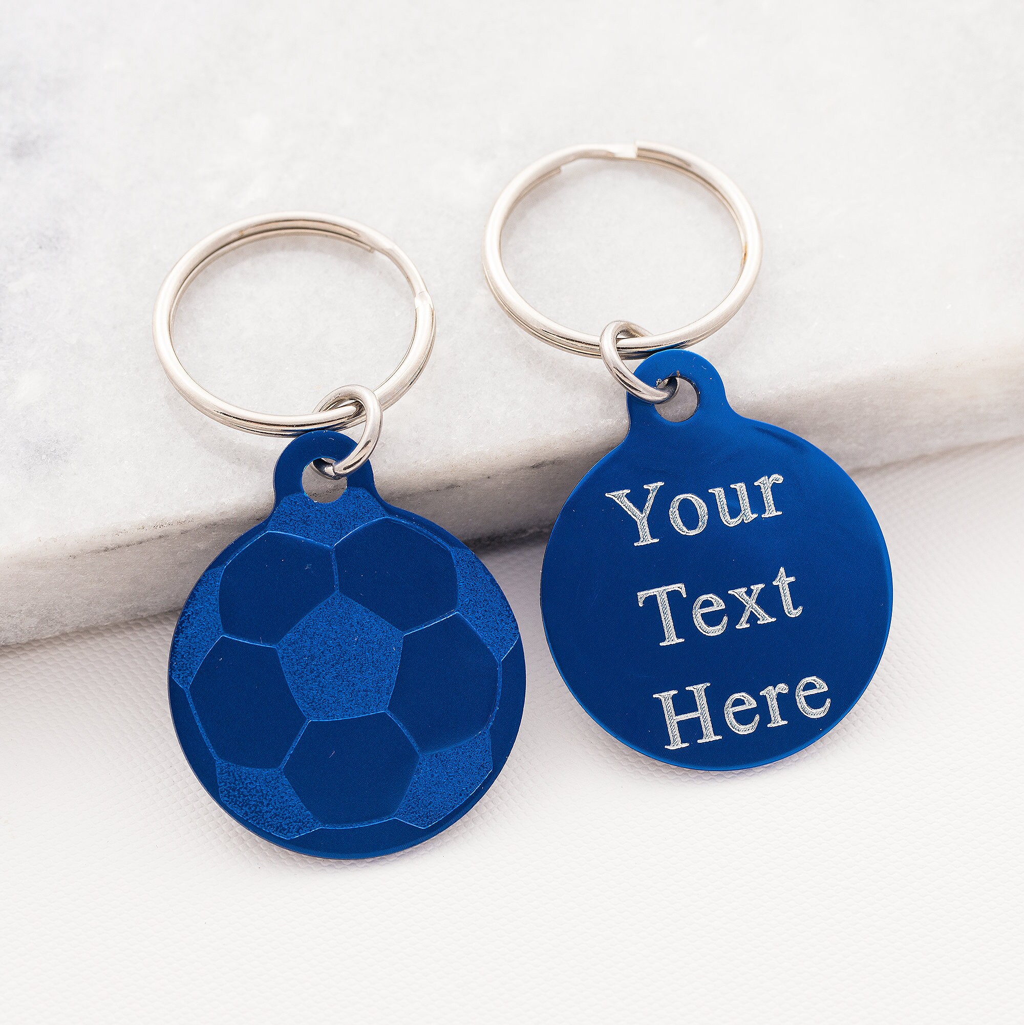 Personalized blue football keychain soccer keyring engraved | Etsy