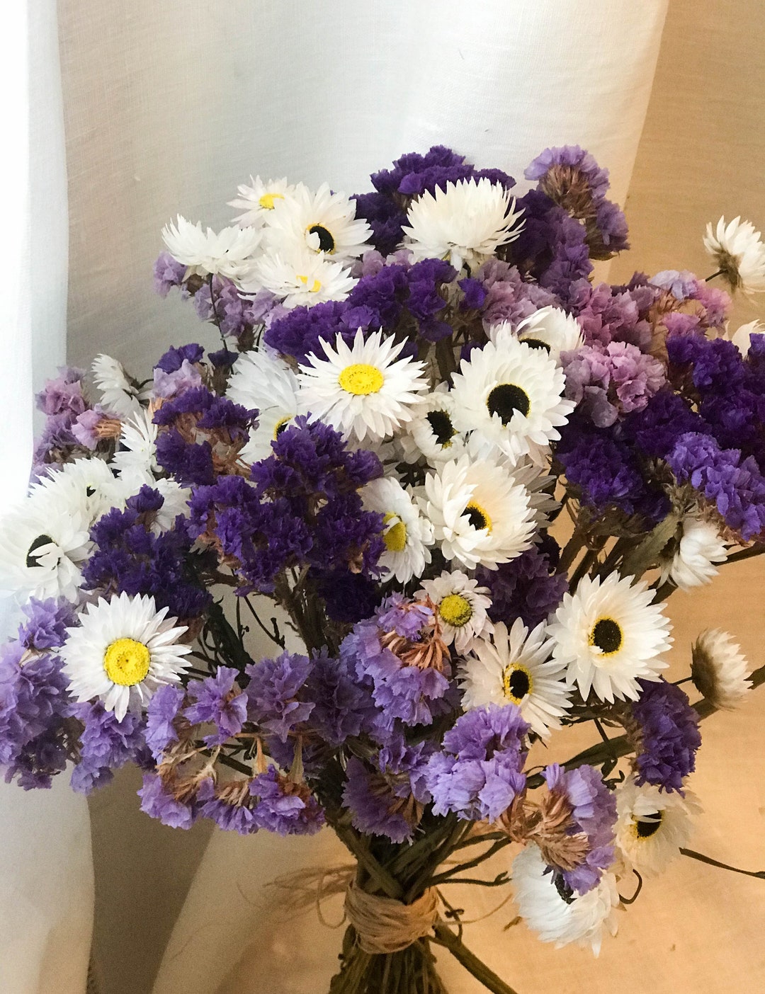 Dried Blue Flower Bouquet, Dried Straw Flowers Bouquet, Dried Flower ...