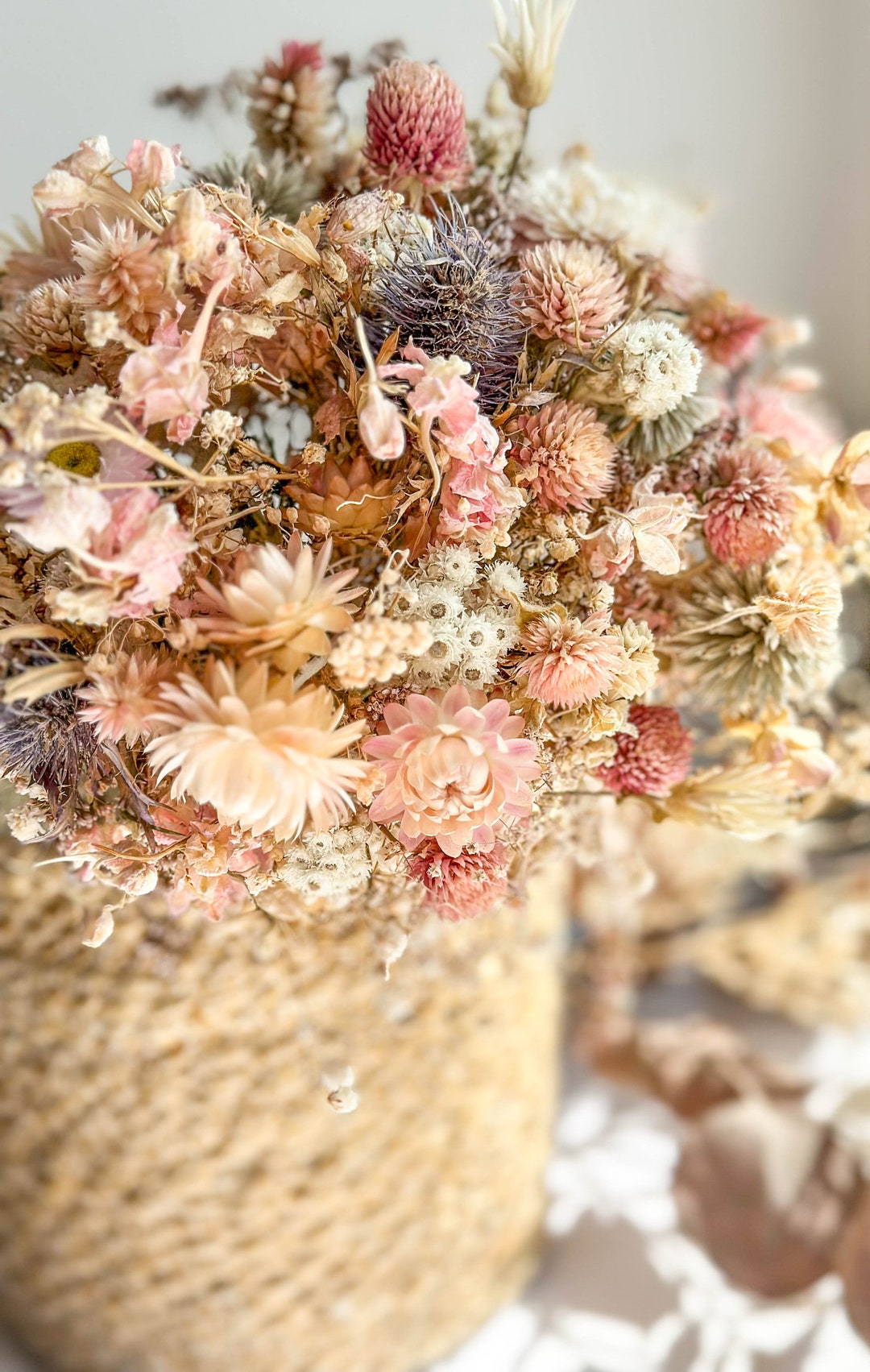 Pink Color Dried Flower Bouquet, Pink Dried Flowers, Wedding Decoration ...