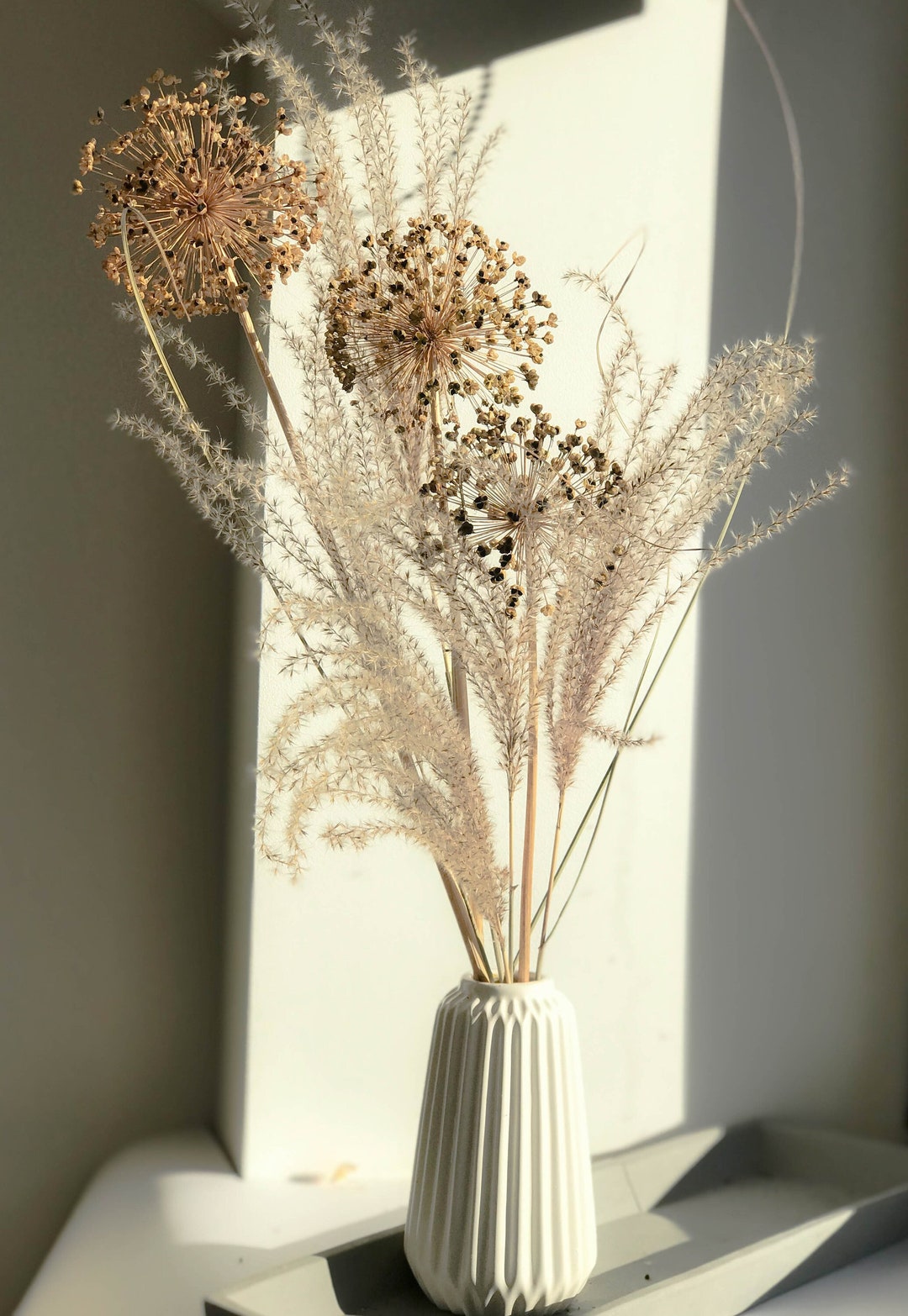 Allium Dried Flowers, 3 Pcs Allium Stem, Dried Flower Bouquet, Dried ...