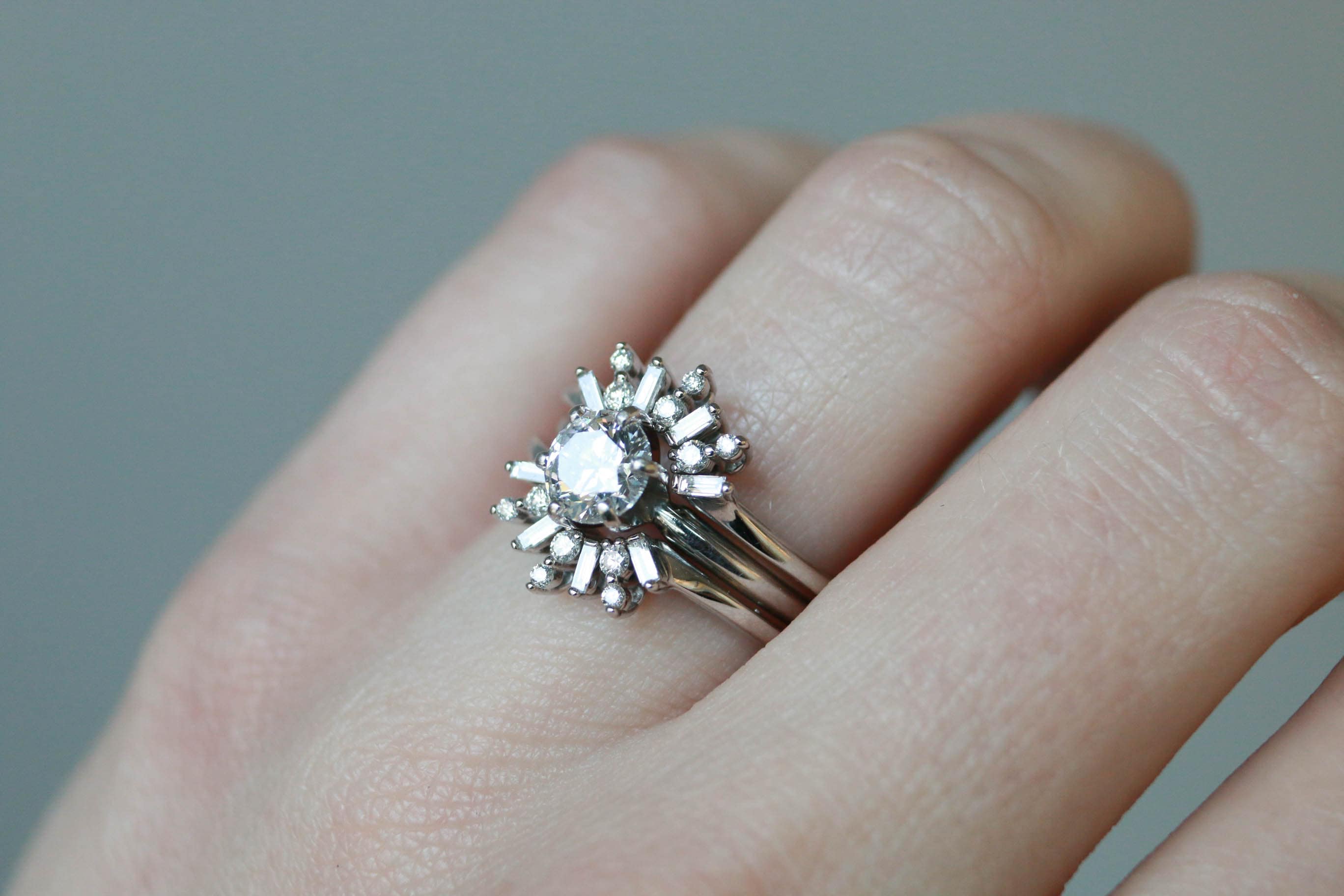 Diamond Ring Guard // Wedding Band // Diamond Wrap // Baguette | Etsy