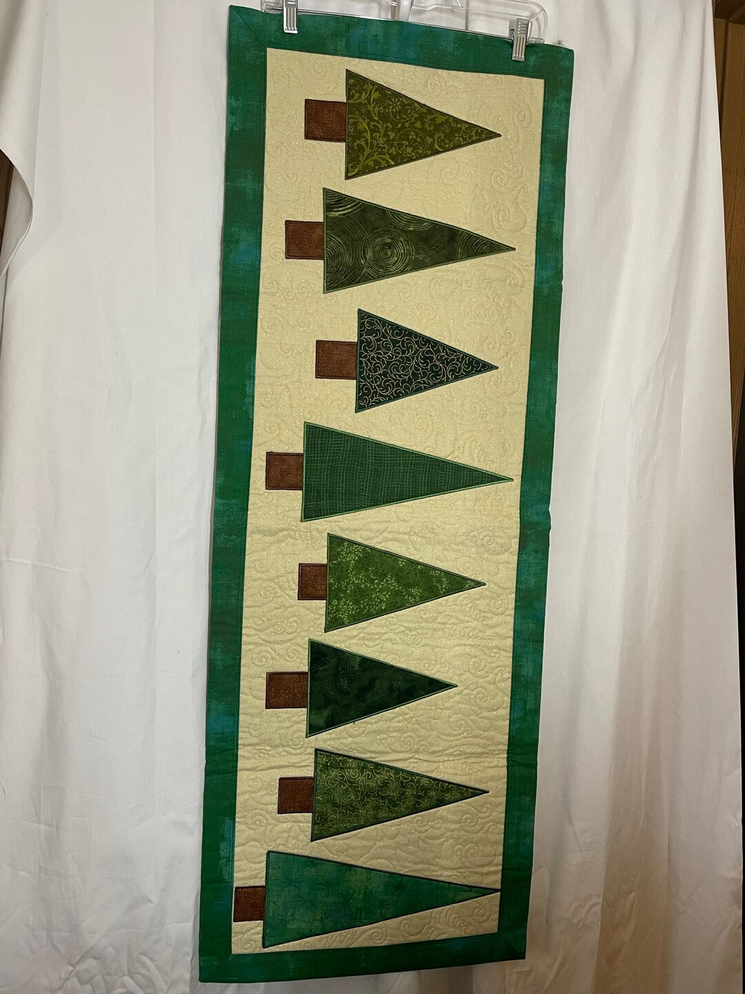 Christmas Table Runner Green Trees Holidays - Etsy