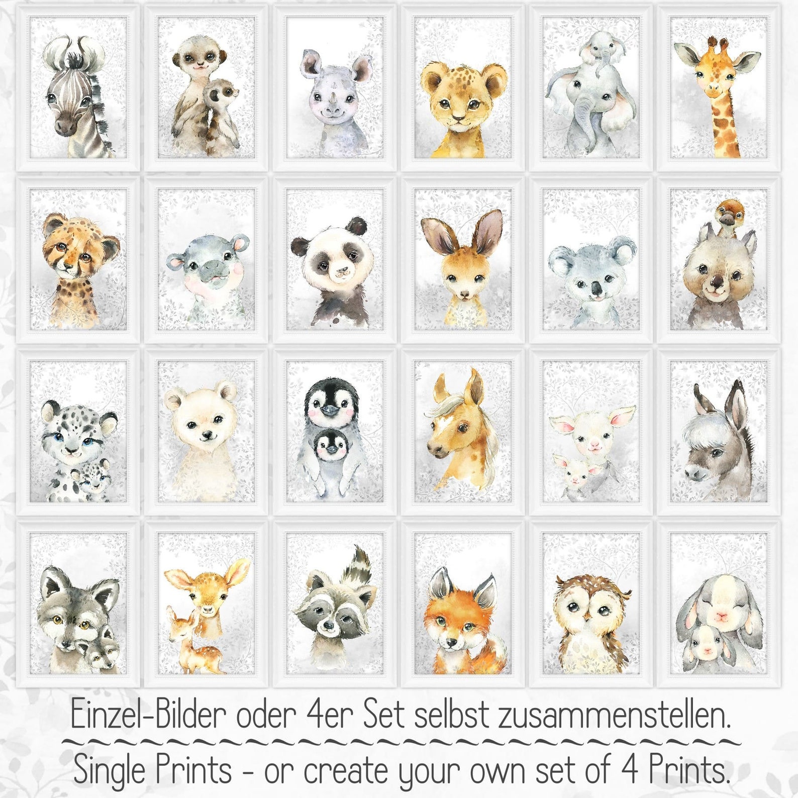 Safari Mix A3 Poster Nursery Print Baby Animals Africa - Etsy