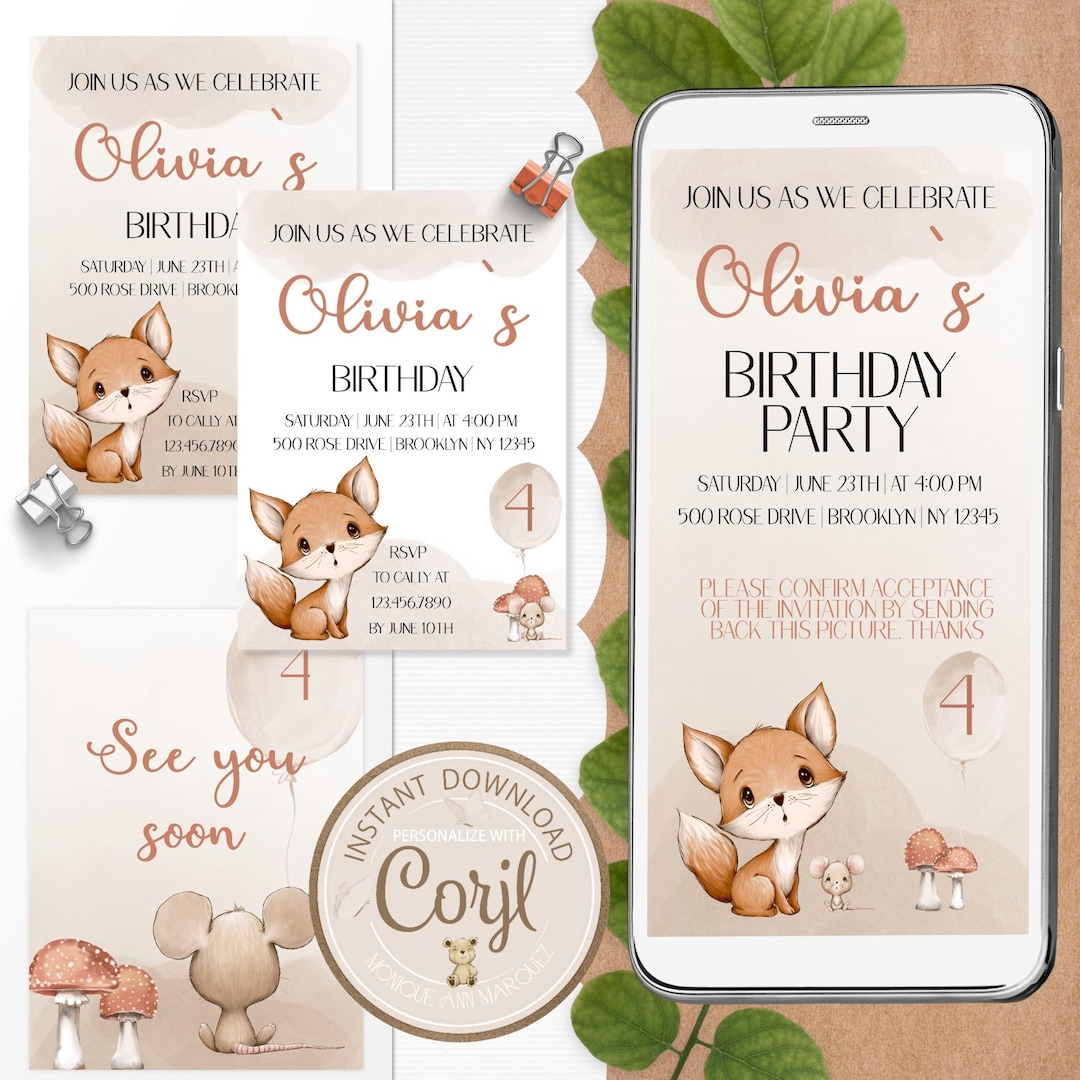 Birthday Invitation Card for Kids Nursery | Printable, Editable ...