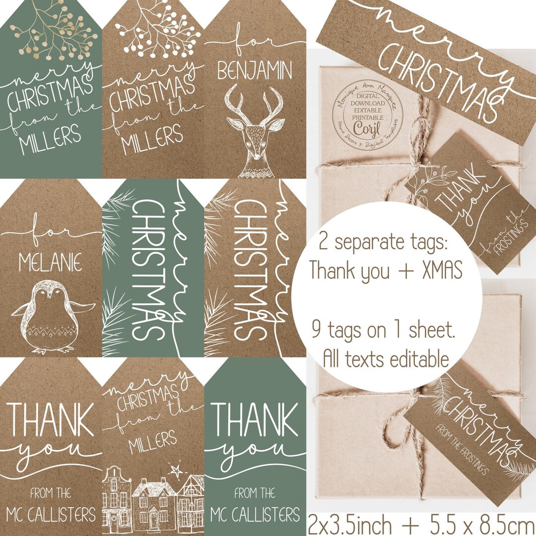 Minimalistic Thank You and Gift Tags Scandinavian Christmas Printable ...