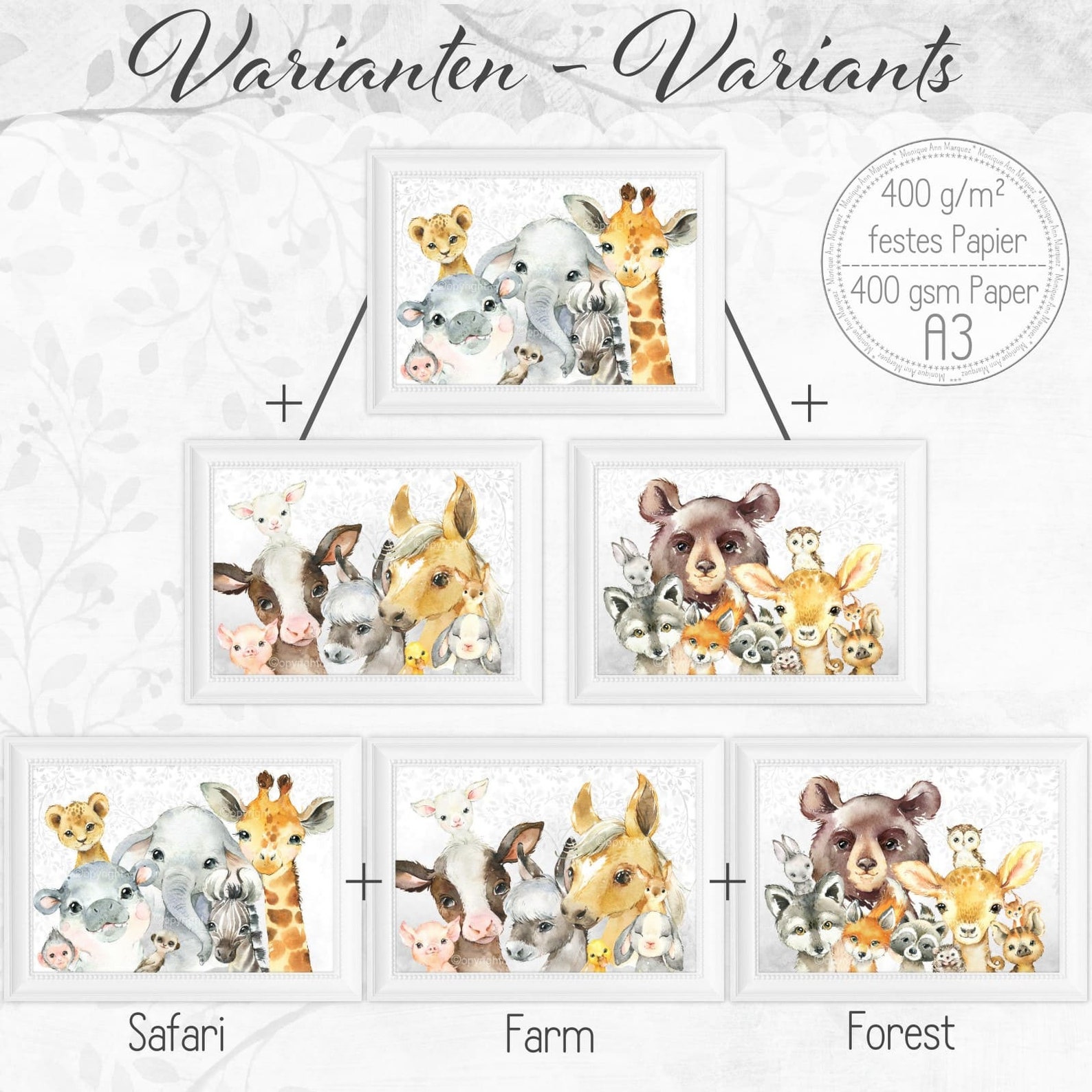 Safari Mix A3 Poster Nursery Print Baby Animals Africa - Etsy