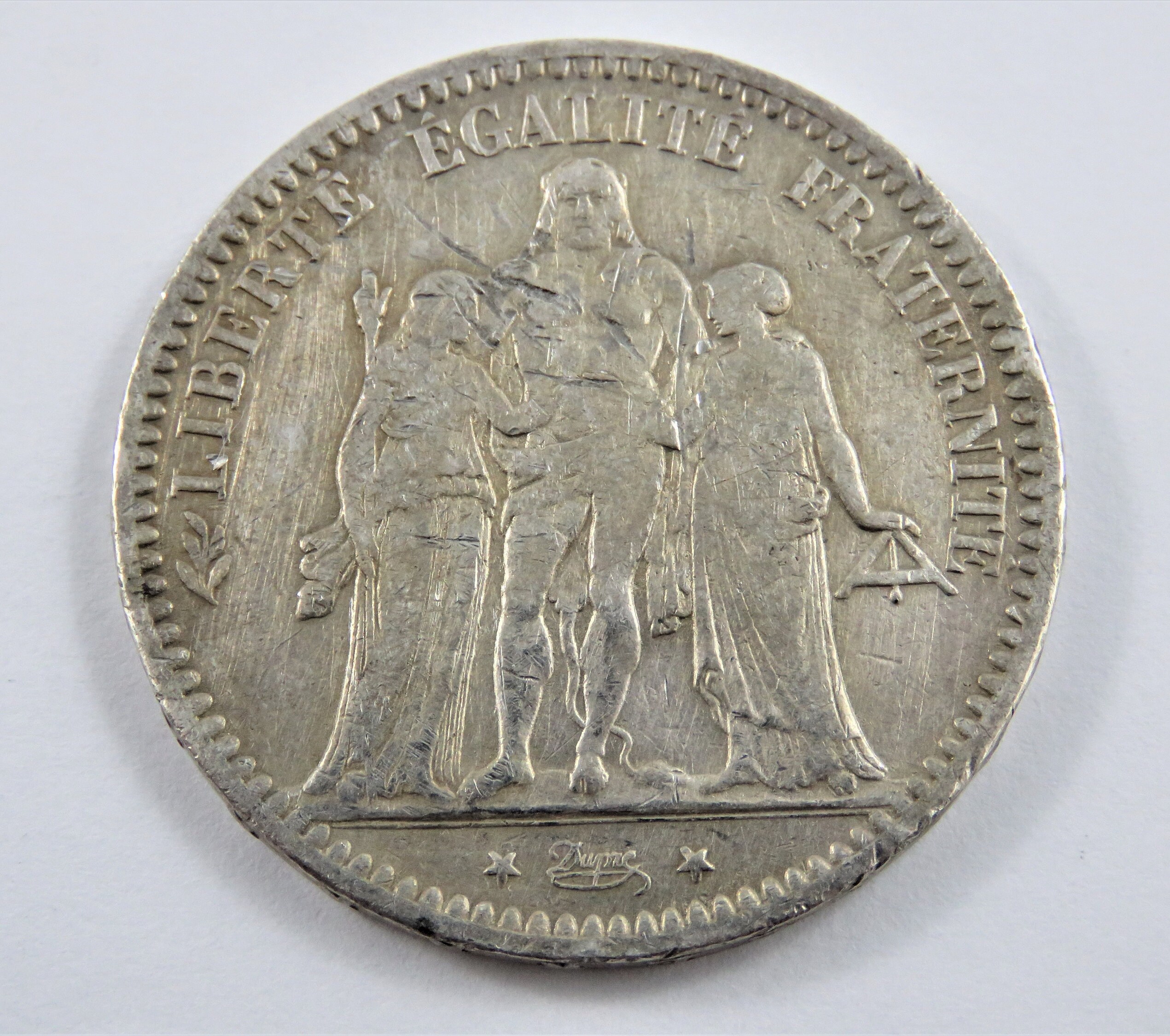 France 1873 K Silver 5 Francs Coin.Whizzed | Etsy