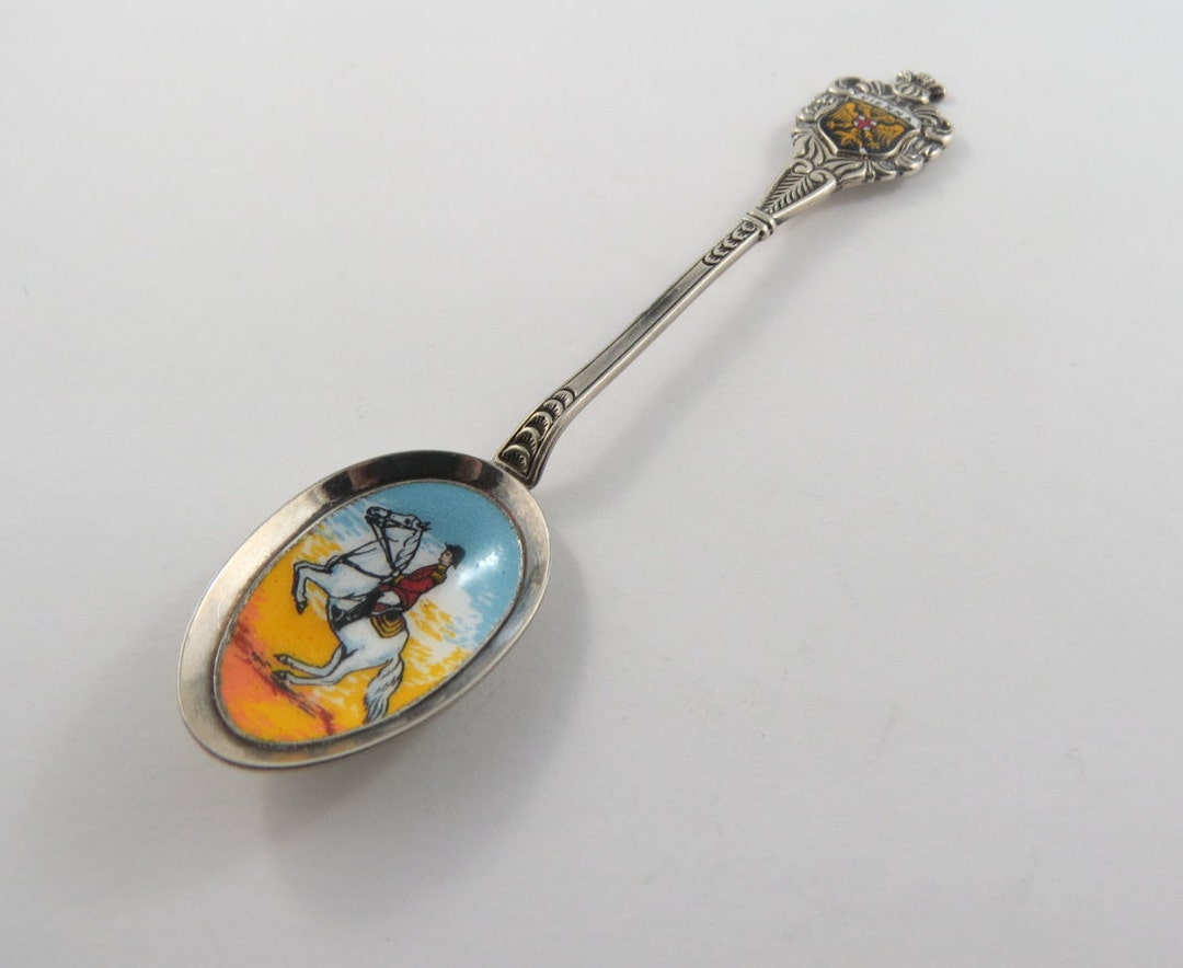 Vintage Enameled Silver Plated Souvenir Spoon From Vienna - Etsy