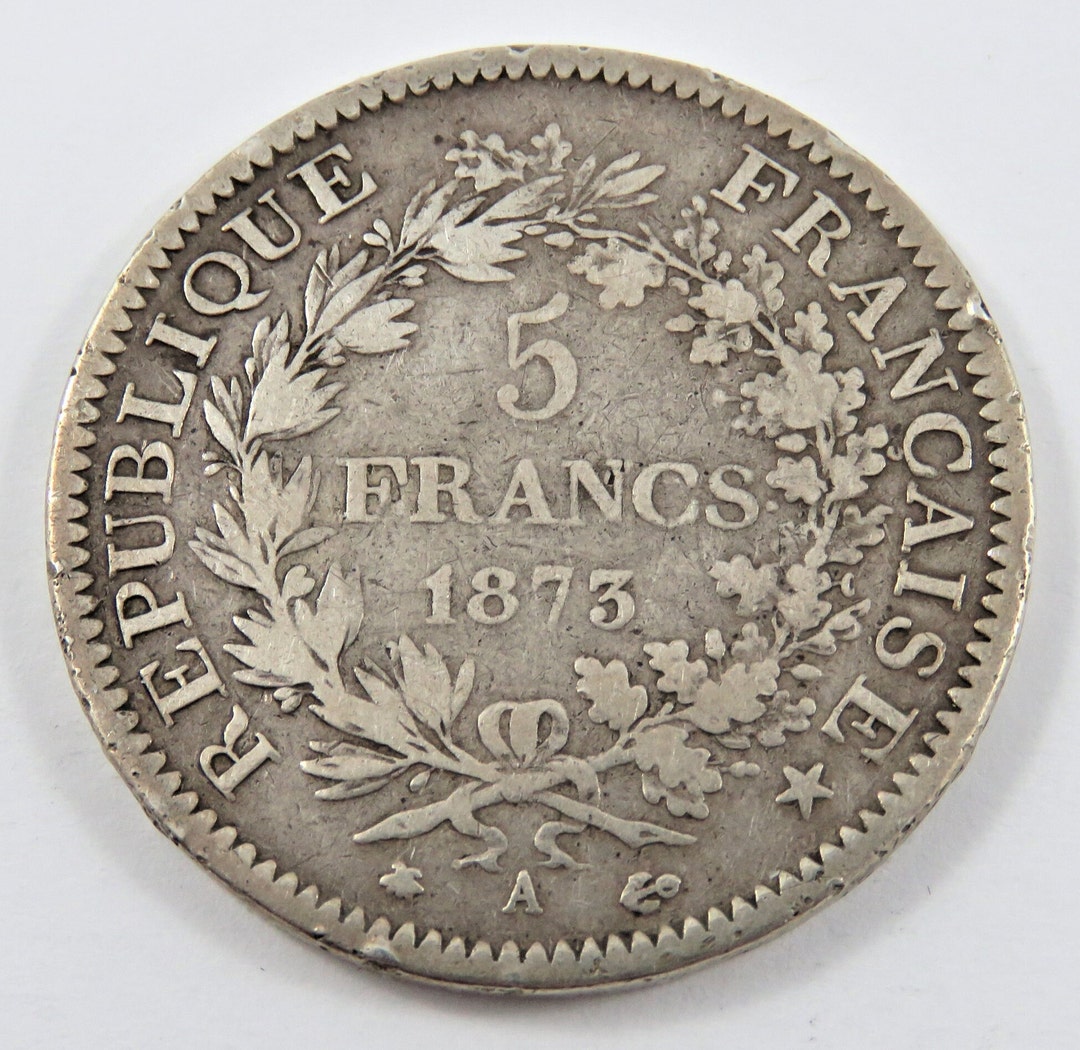 France 1873 A Silver 5 Francs Coin. Paris Mint. Rim Dings. - Etsy