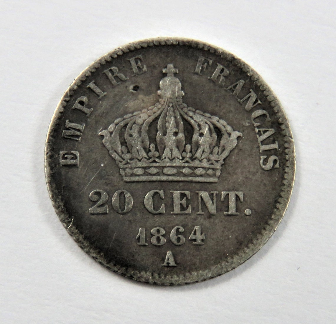 France 1864 A Silver 20 Centimes Coin.Low Mintage: 268000 | Etsy