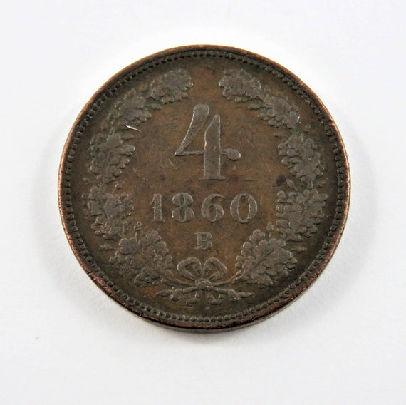Austria 1860 B 4 Kreuzer Coin. - Etsy