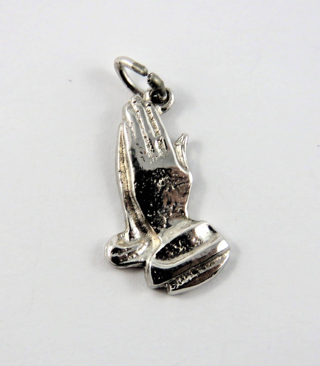 Praying Hands Sterling Silver Charm of Pendant. - Etsy