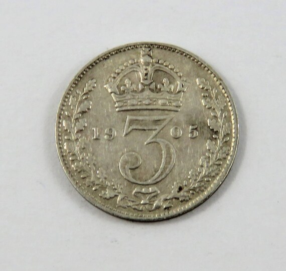 Great Britain 1905 Sterling Silver 3 Pence Coin. | Etsy