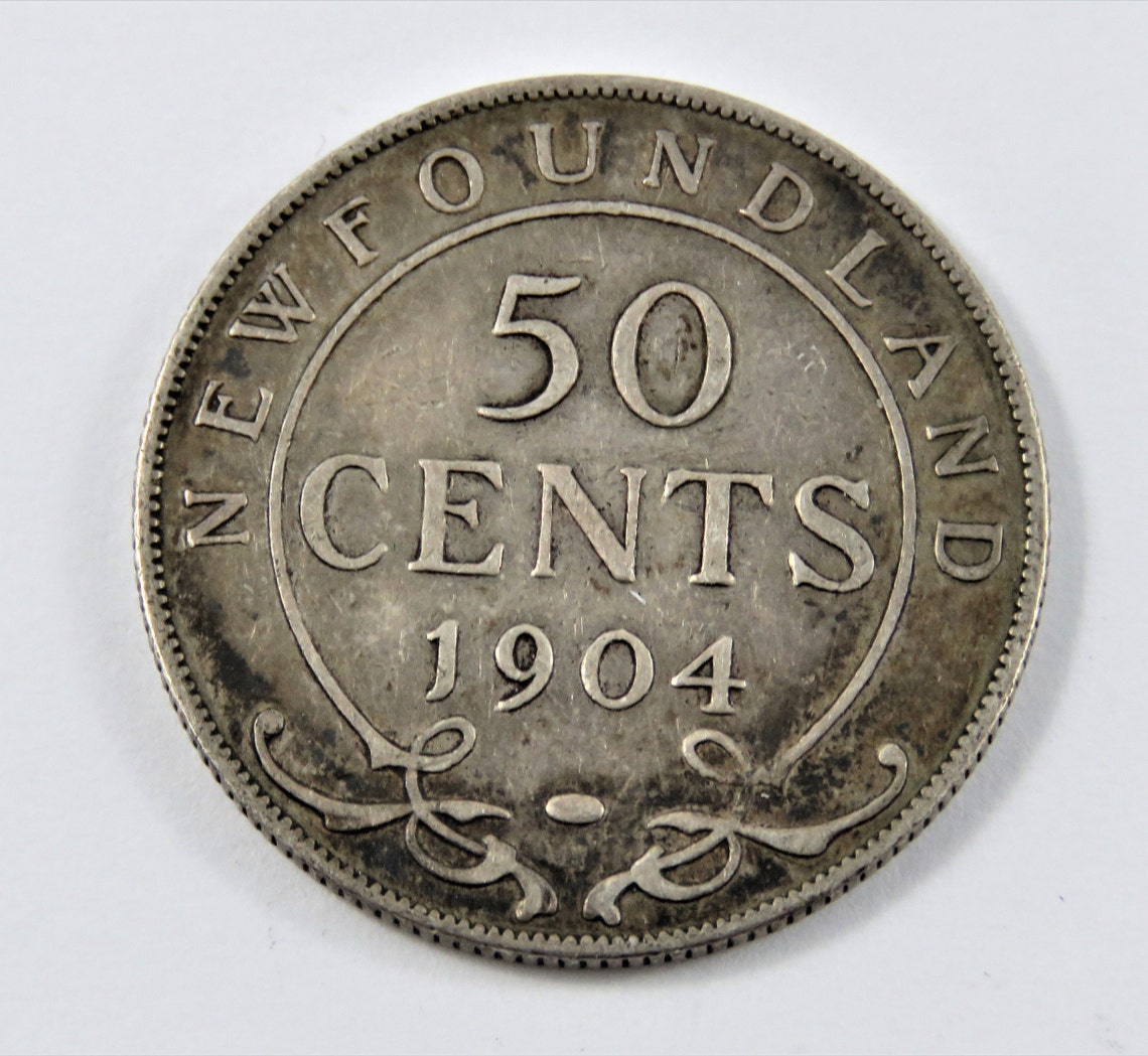 Newfoundland 1904 H Sterling Silver 50 Cent Coin.low - Etsy