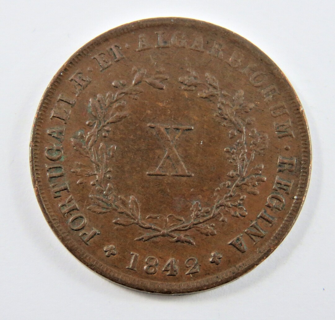 Portugal 1842 Maria II 10 Reis Coin. - Etsy