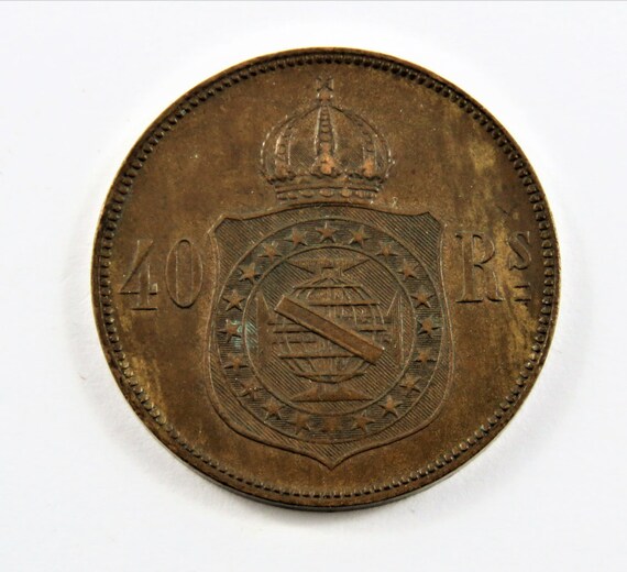 Brazil 1873 40 Reis Coin. | Etsy