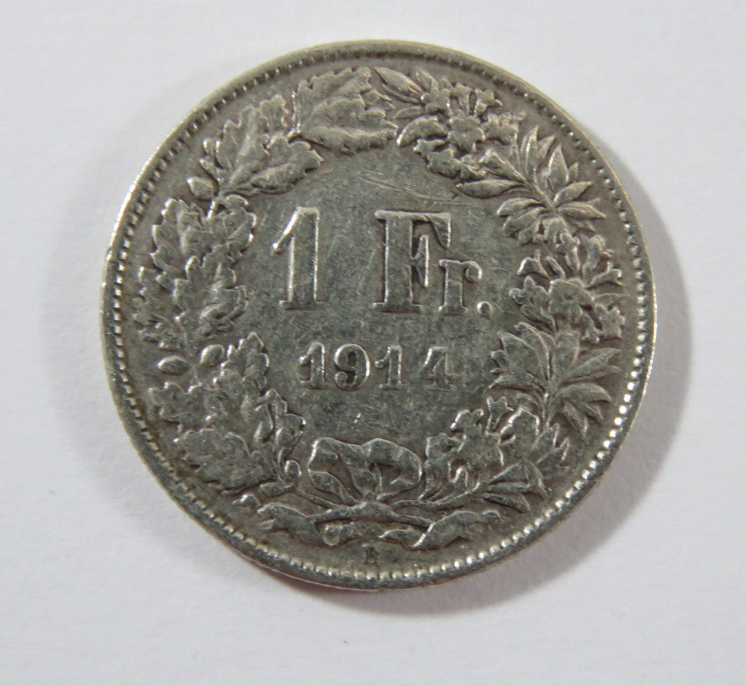 Swiss 1914 B Silver One Franc Coin. - Etsy