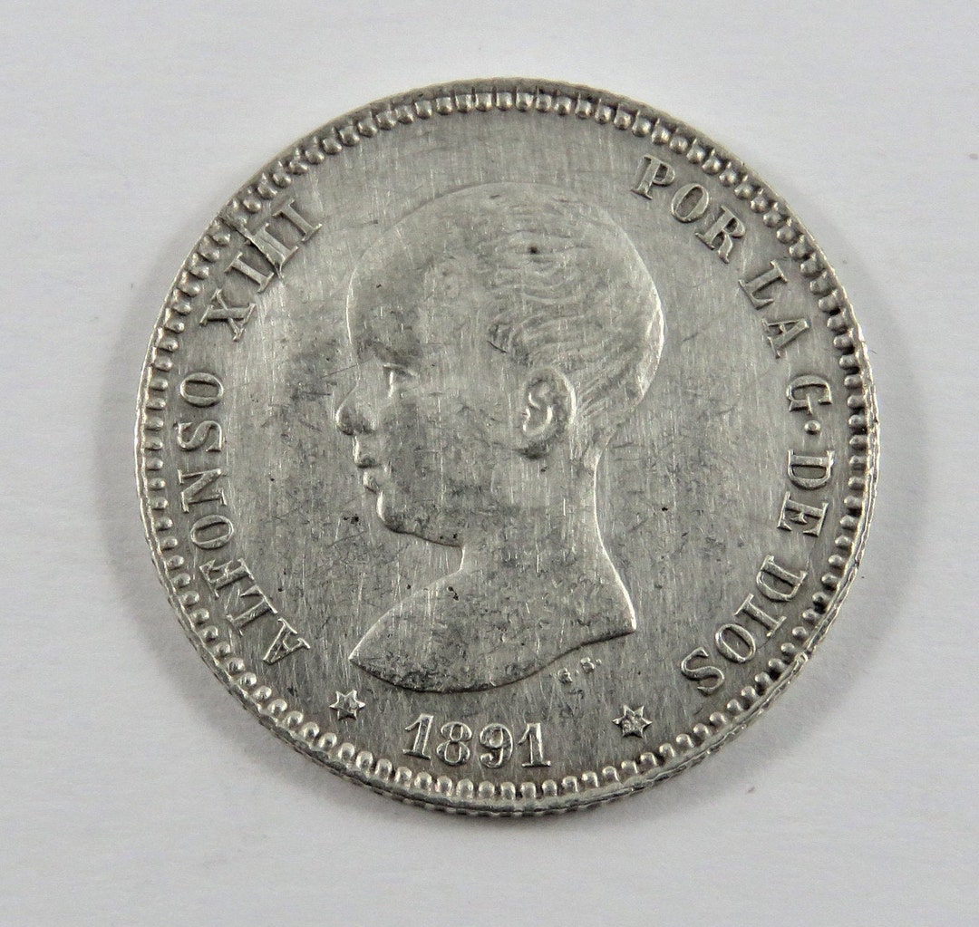 Spain 1891 91 PG-M Silver Una Peseta Coin.buffed And/or Whizzed. - Etsy