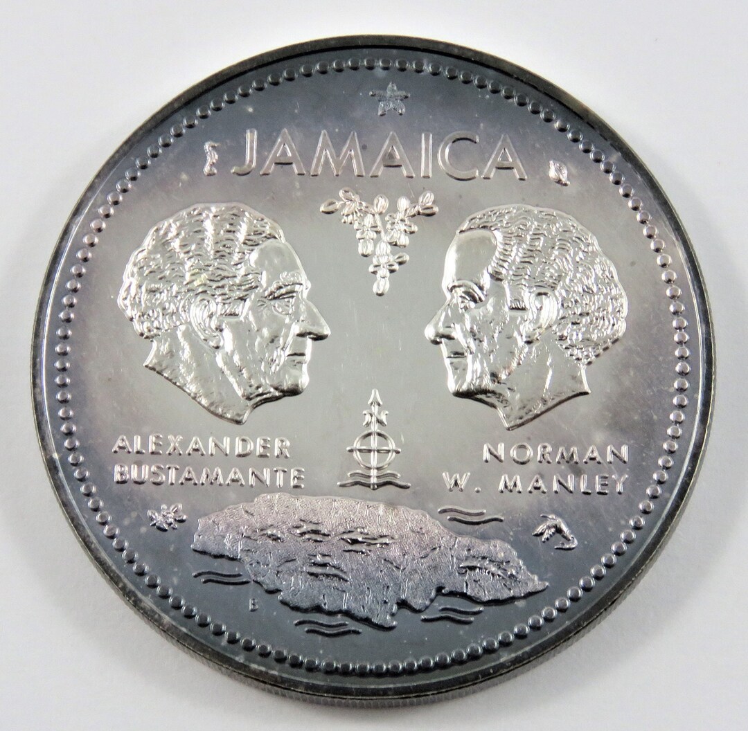 Jamaica 1972 Impaired Proof Sterling Silver Ten Dollars Coin. Subject ...