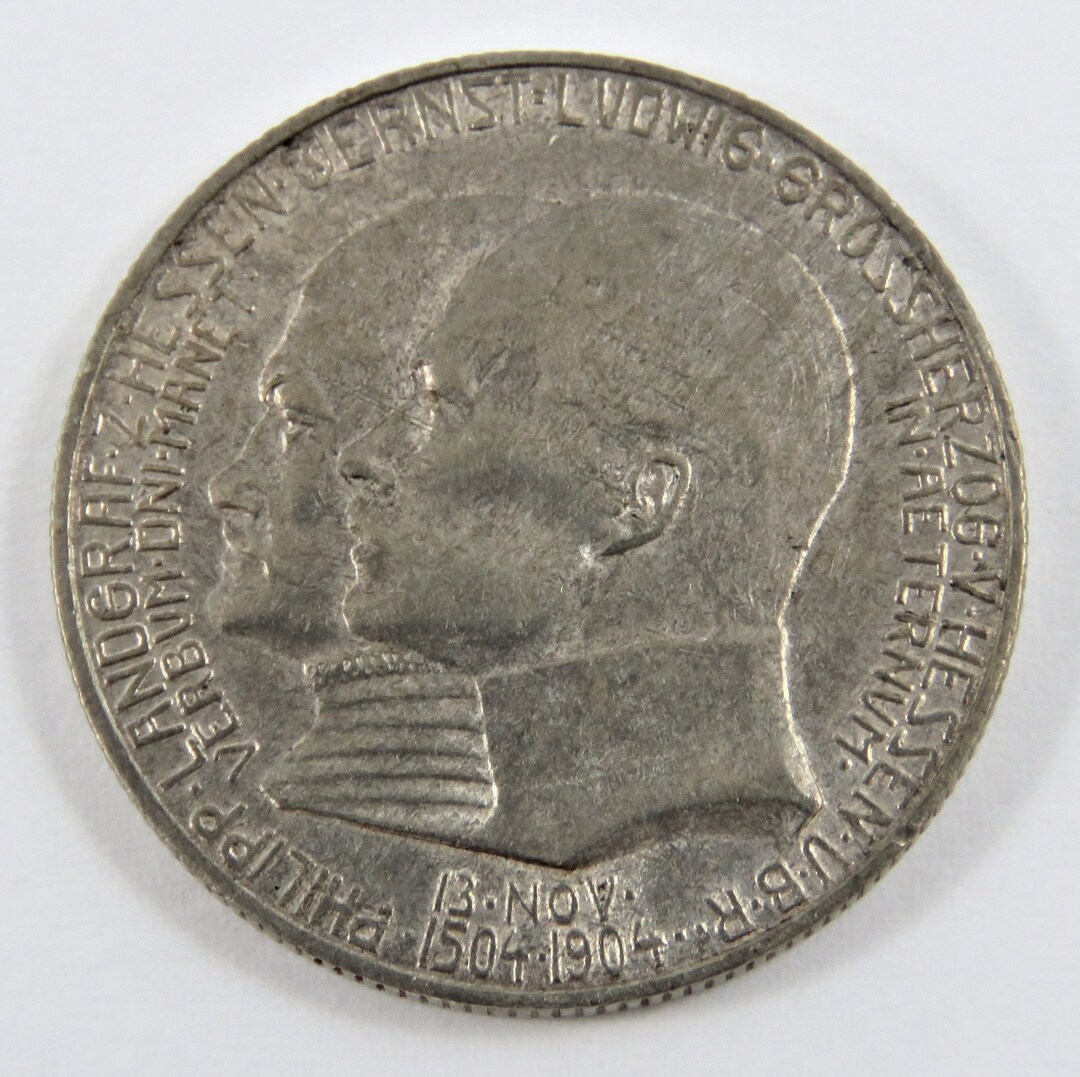 German States-hesse-darmstadt 1904 Silver 2 Mark (zwei Mark) Coin ...
