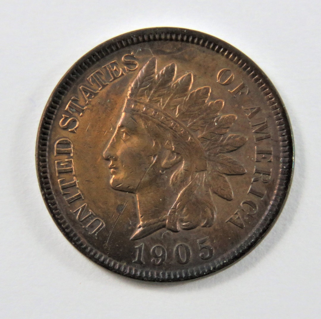 U.S. 1905 Indian Head One Cent Coin.full Liberty.cleaned and Scratched ...