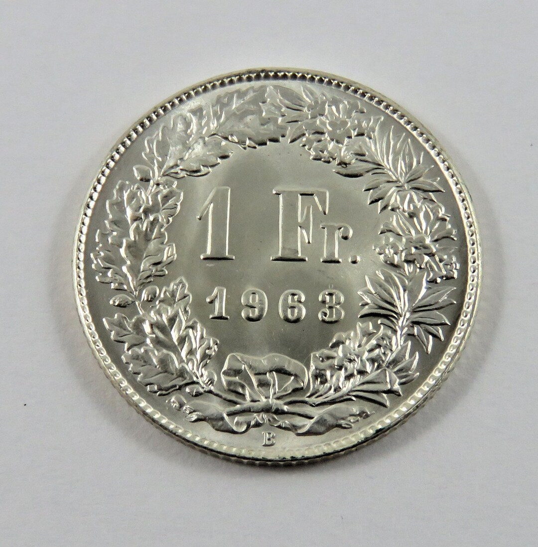 Switzerland 1963 B Silver One Franc Coin. - Etsy