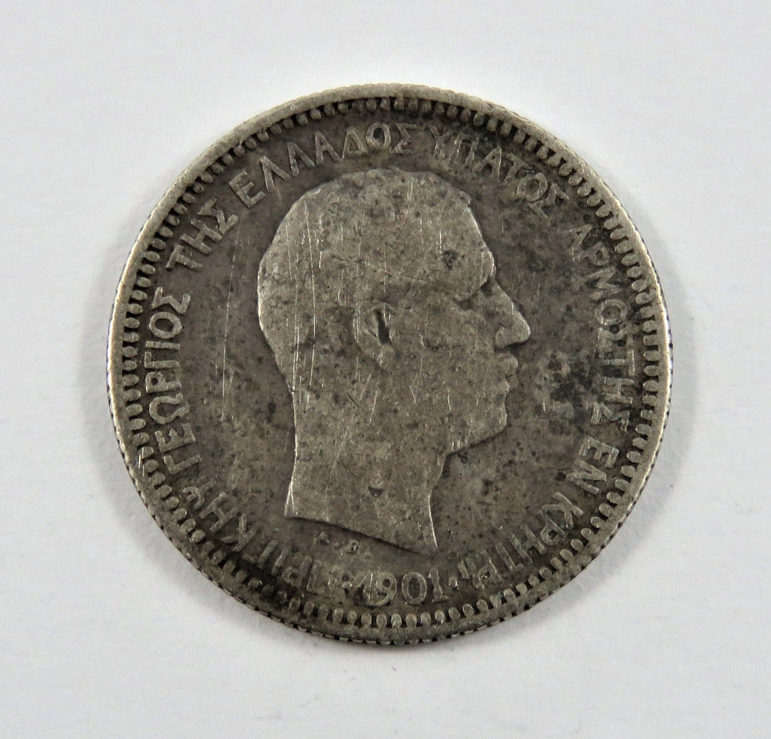 Creta 1901 Una moneda de 50 Lepta de plata. - Etsy España