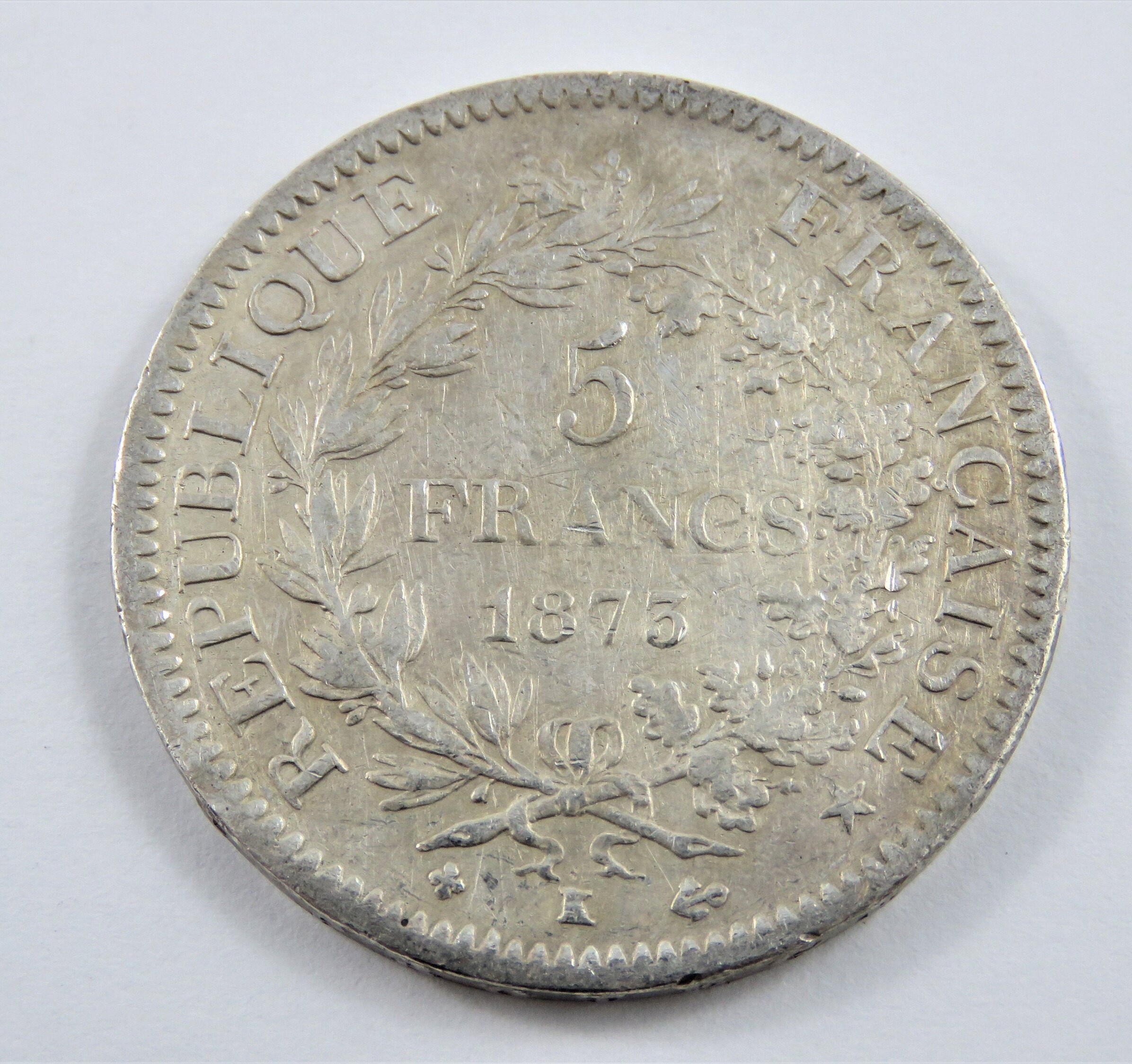 France 1873 K Silver 5 Francs Coin.Whizzed | Etsy