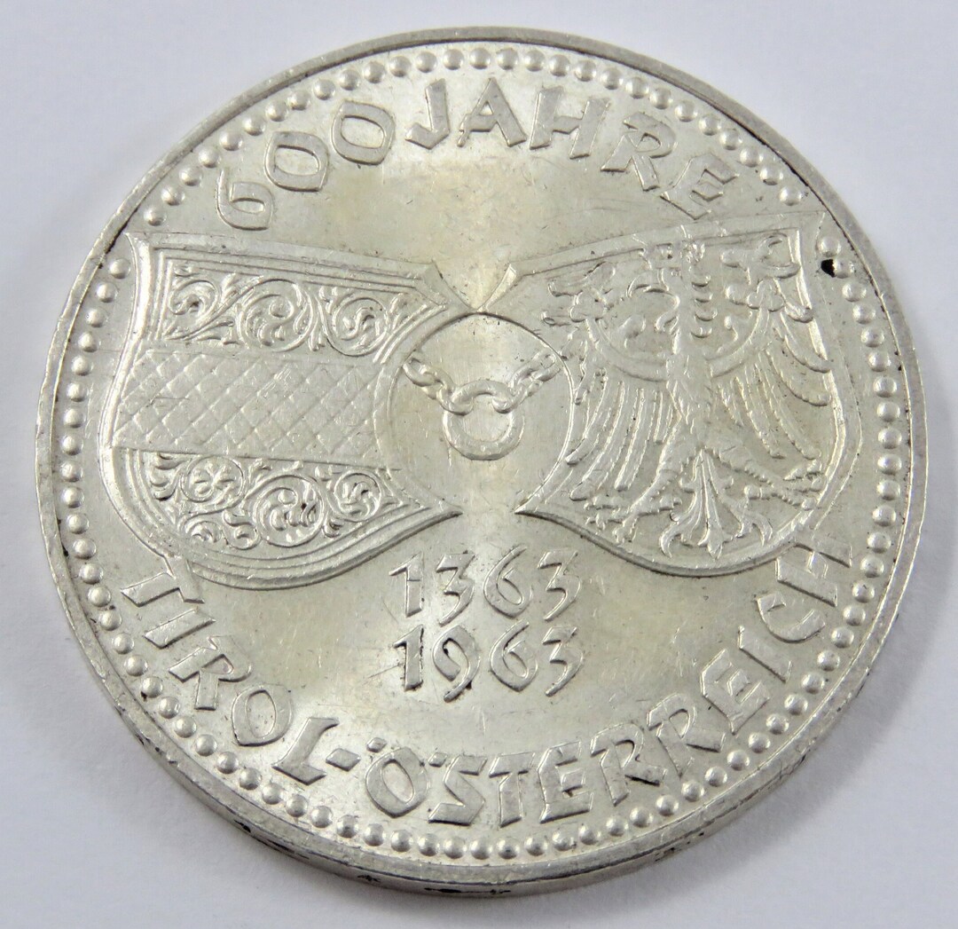 Austria 1963 Silver 50 Schilling Coin. Subject- 600th Anniversary-union ...