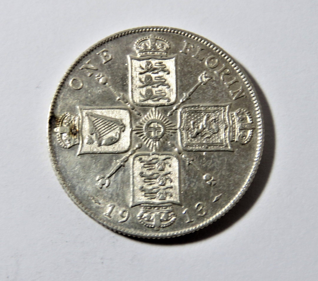 Great Britain 1913 Sterling Silver One Florin Coin. - Etsy