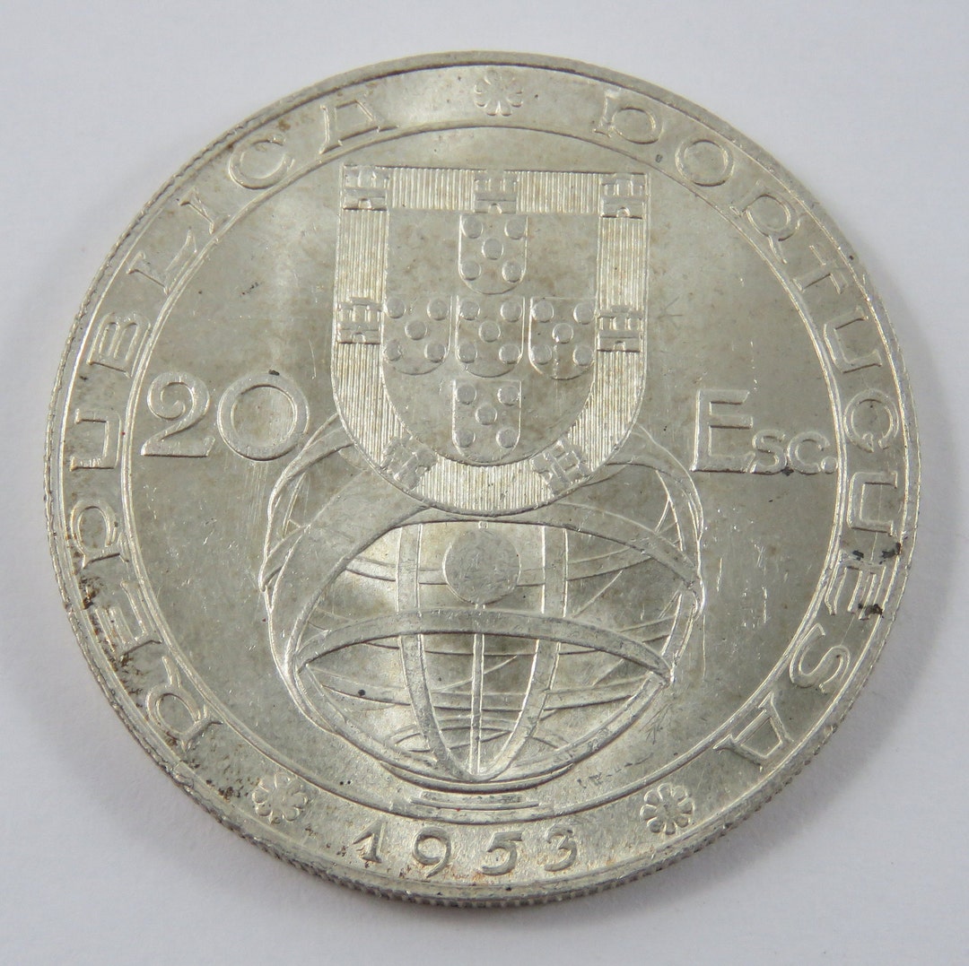 Portugal 1953 Silver 20 Escudos Coin.subject-25th Anniversary of ...