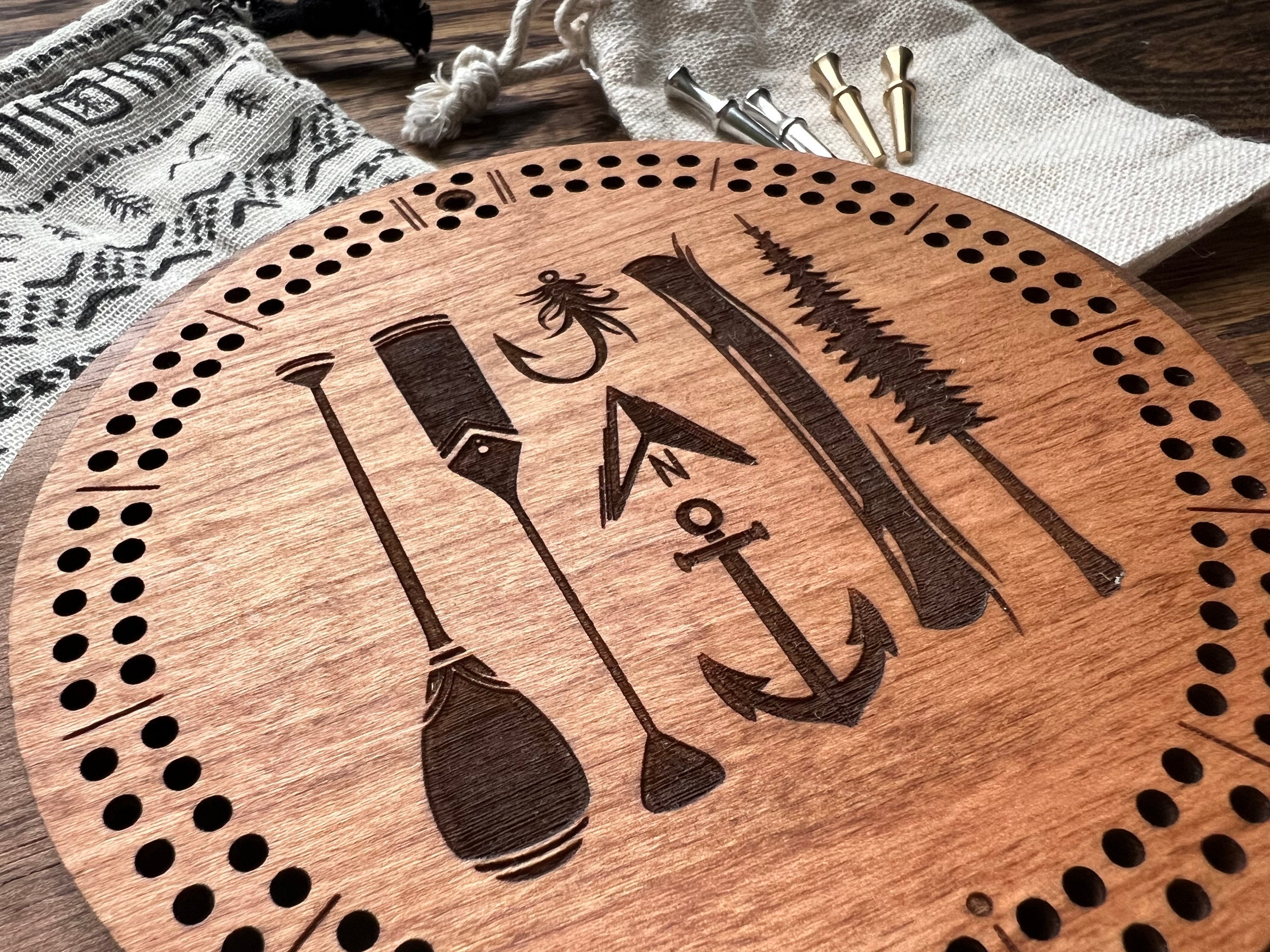 Wilderness Collage Laser Engraved Circle Cribbage Board With - Etsy