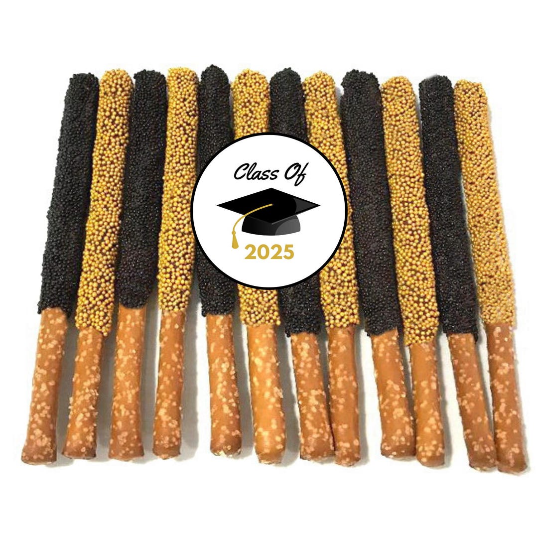 Graduation Chocolate Pretzel Rods Class of 2025 / High School ...