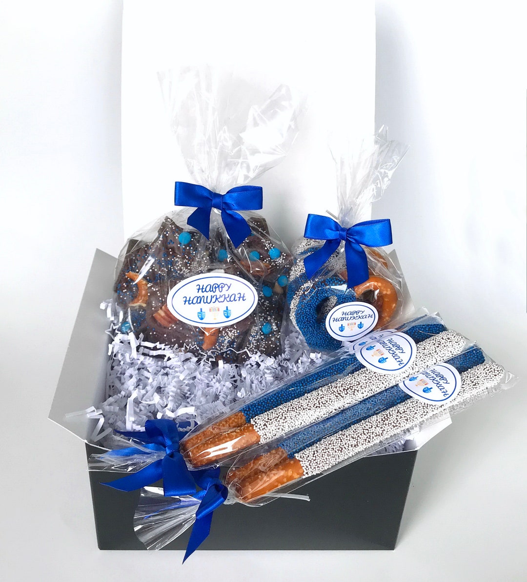 Hanukkah Chocolate Pretzel Gift Box - Holiday Gift Box / Hannukah ...