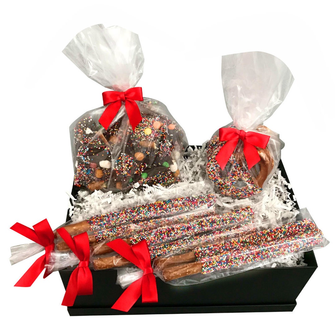 The Anytime Year Round Chocolate Covered Pretzel Gift Box W/ Chocolate ...