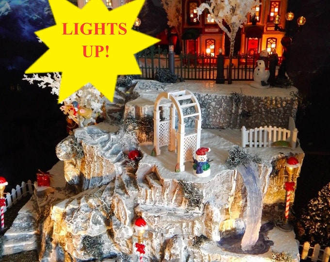 Windy Cliff Tall LIGHTED Cave, Christmas Village Display Base Platform ...