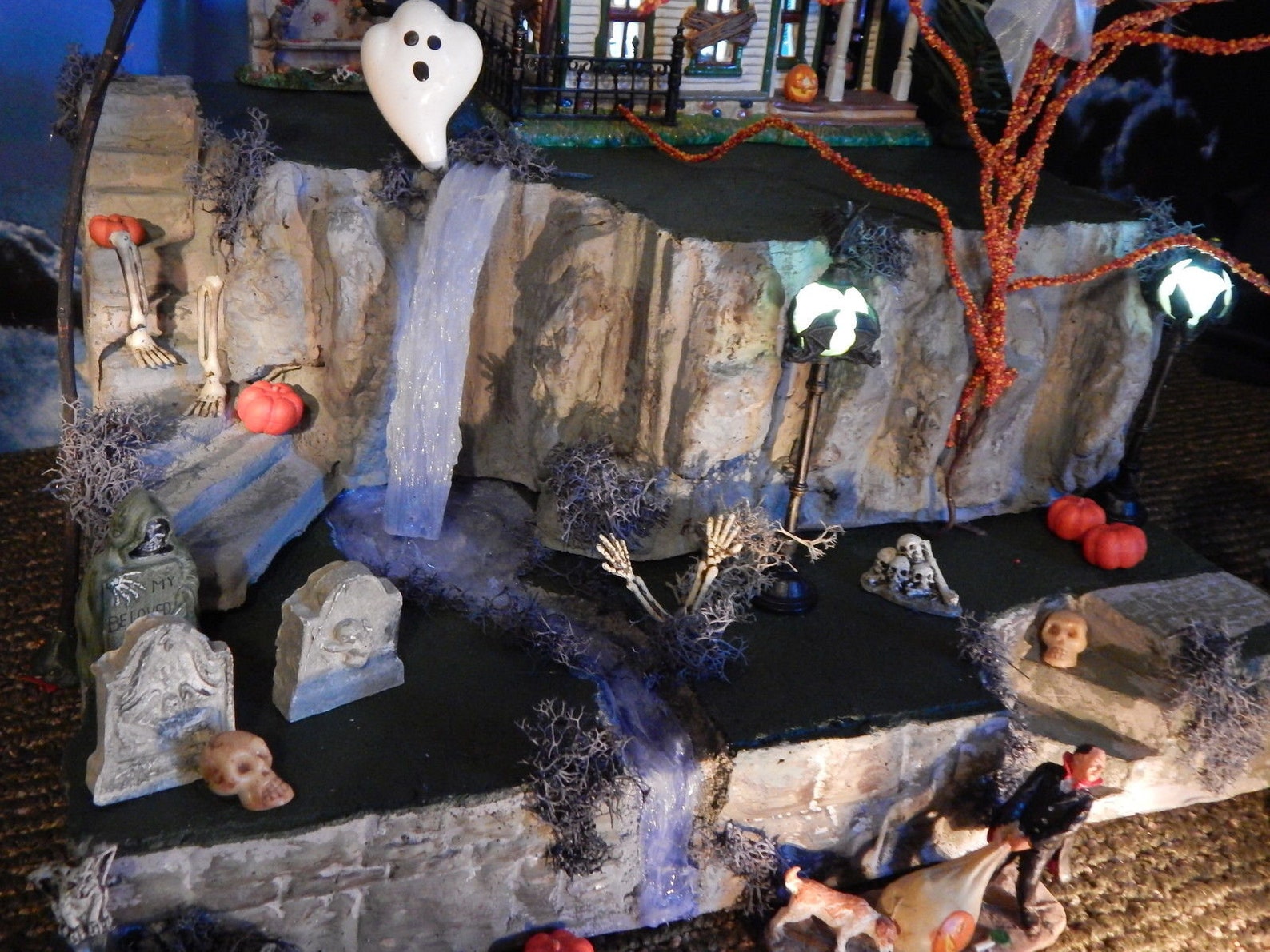 Haunted 2 WATERFALLS Halloween Village 2 Pc DISPLAY Platform - Etsy